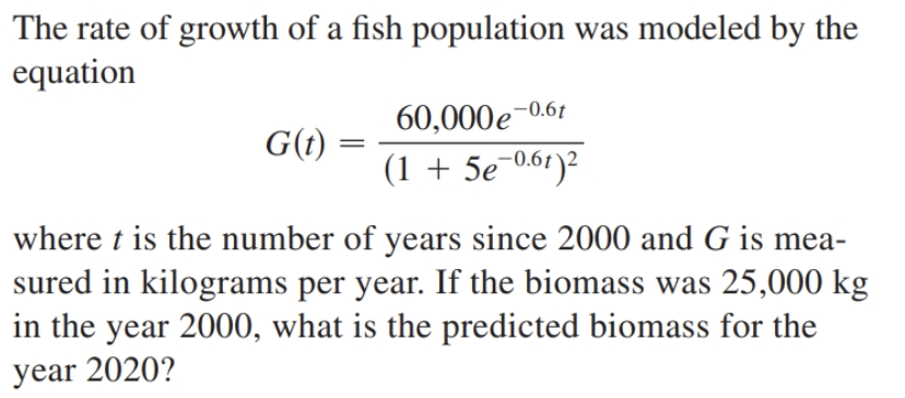 The rate of growth of a fish population was modeled | Chegg.com
