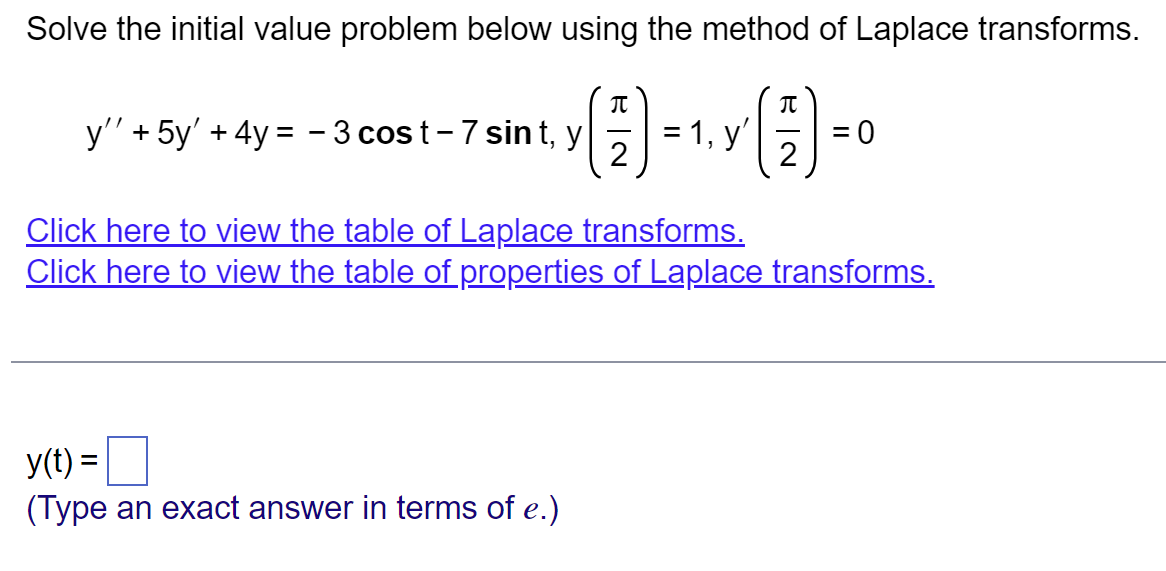Solved Solve the initial value problem below using the | Chegg.com