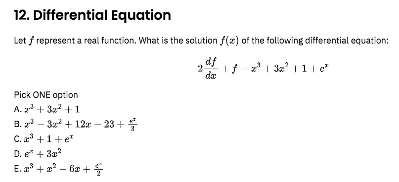 Solved Differential EquationLet f ﻿represent a real | Chegg.com