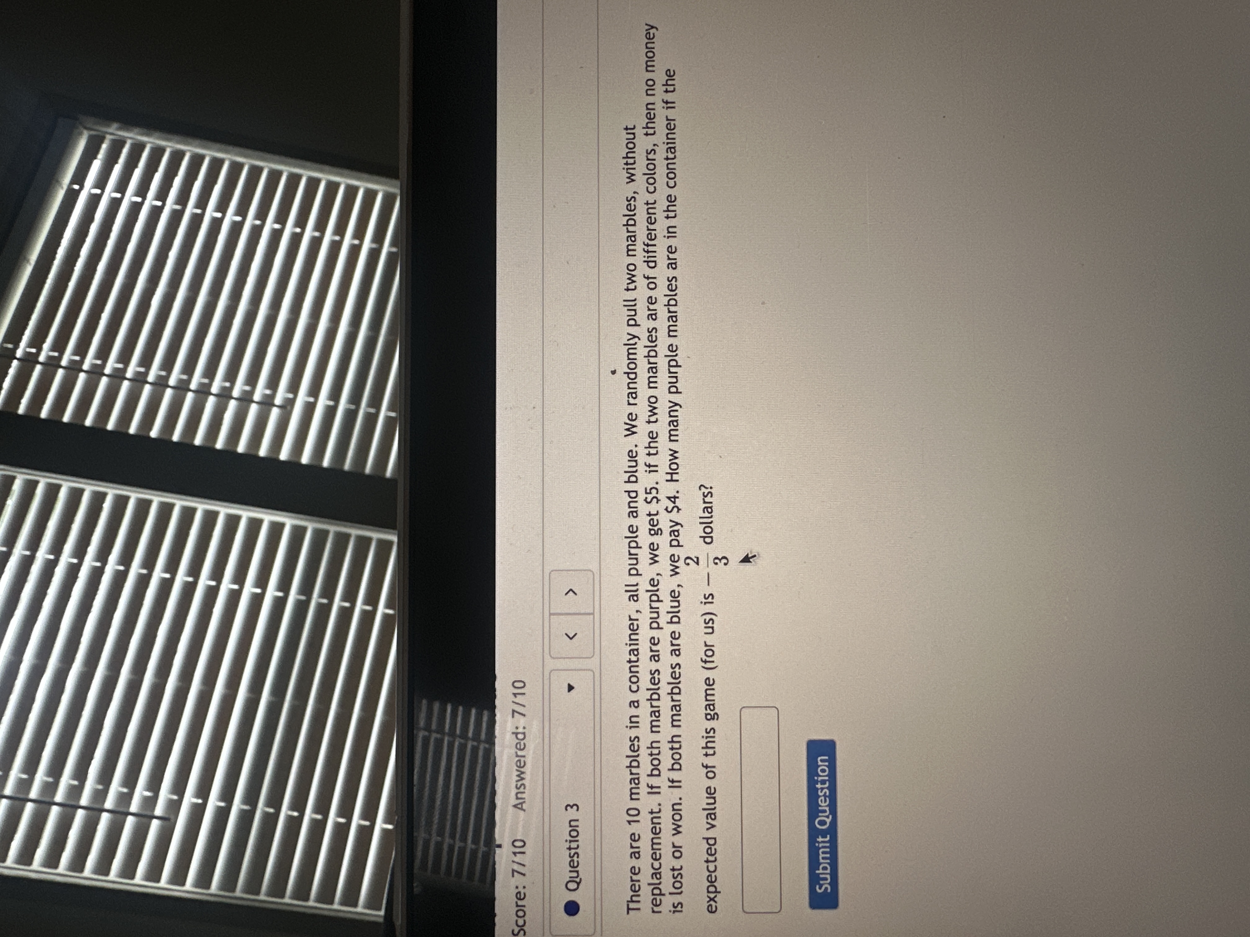 Solved There are 10 ﻿marbles in a container, all purple and | Chegg.com