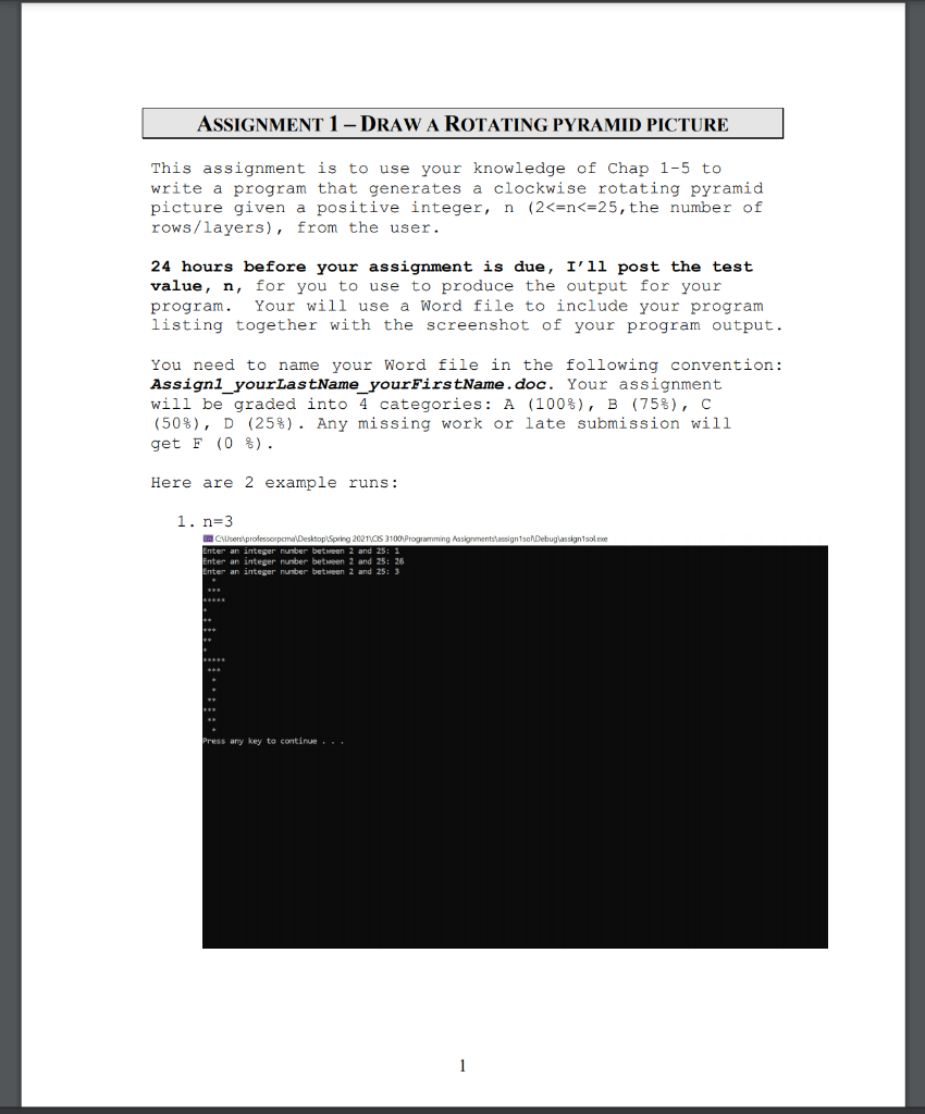 Solved ASSIGNMENT 1- DRAW A ROTATING PYRAMID PICTURE This | Chegg.com