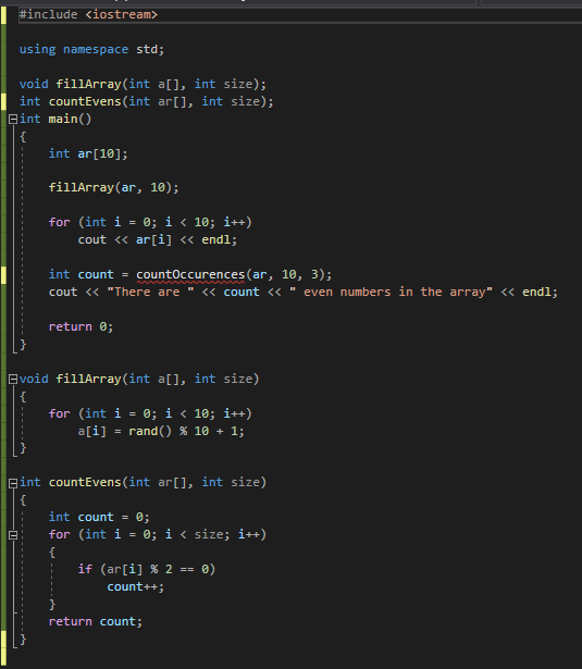 Solved How do I go about replacing countEvens for | Chegg.com