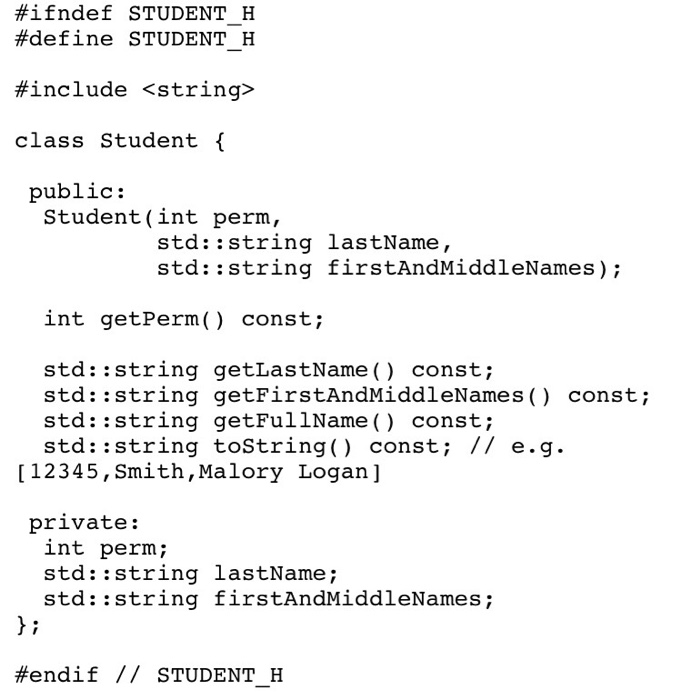 Solved #ifndef STUDENT H #define STUDENT H #include | Chegg.com