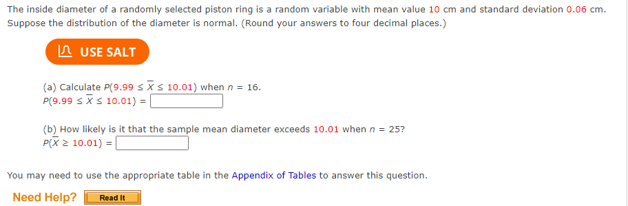 Solved The inside diameter of a randomly selected piston | Chegg.com