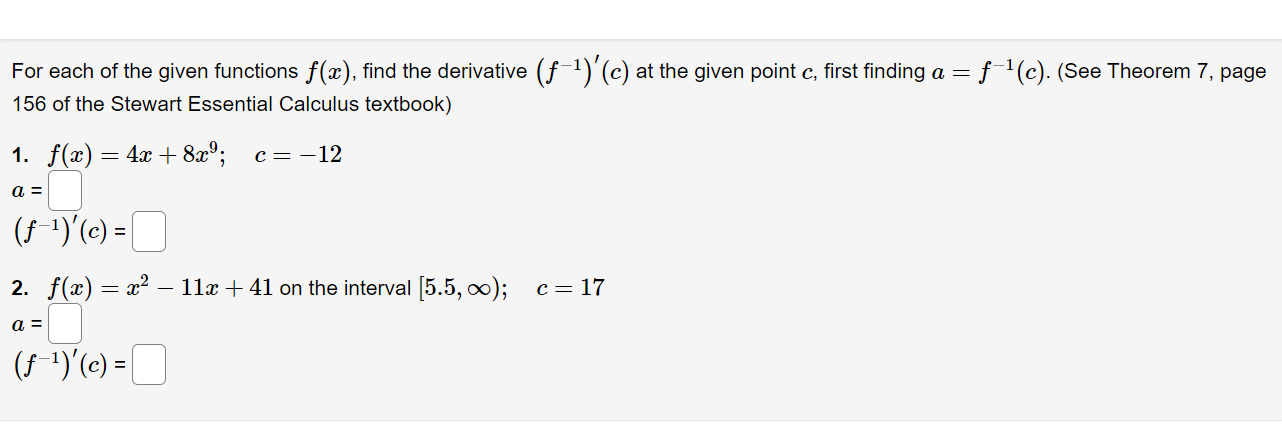 Solved For each of the given functions f(x), find the | Chegg.com