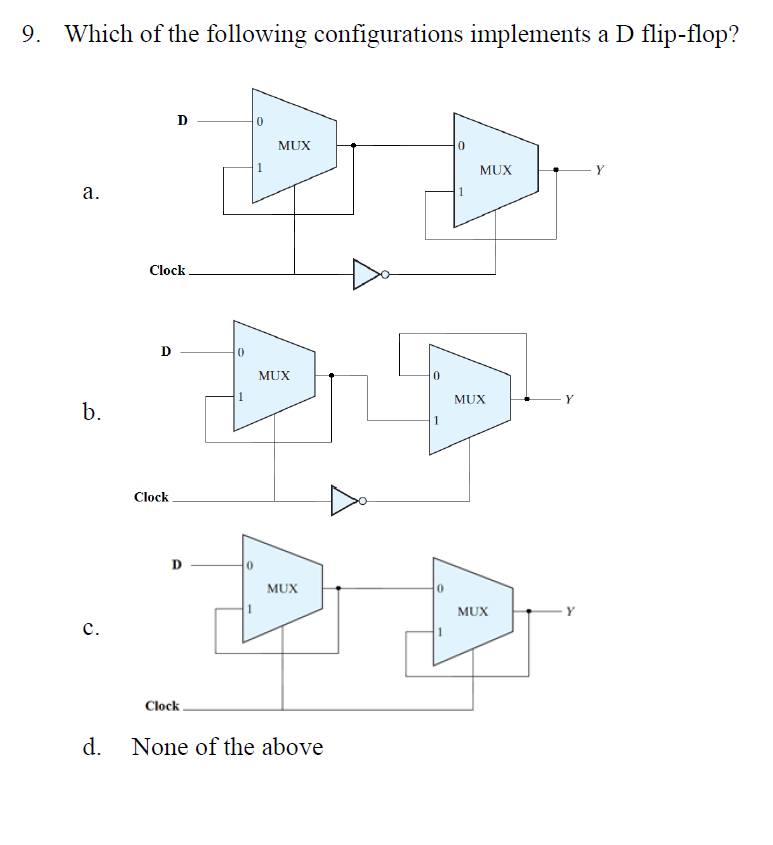 Solved 9. Which of the following configurations implements a | Chegg.com