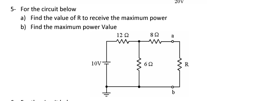 Solved Circuit Analysis: For the circuit belowa) ﻿Find the | Chegg.com