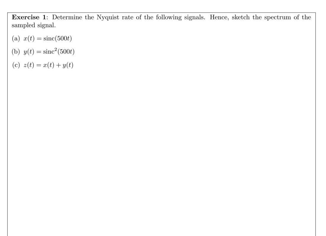 Solved 1 Sampling Theorem Sampling theorem states the | Chegg.com