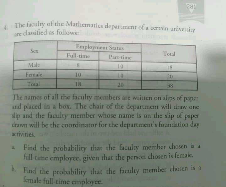 Solved 281 4. The faculty of the Mathematics department of a | Chegg.com