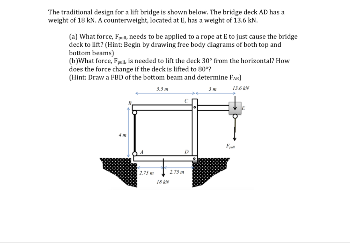 Solved The traditional design for a lift bridge is shown | Chegg.com