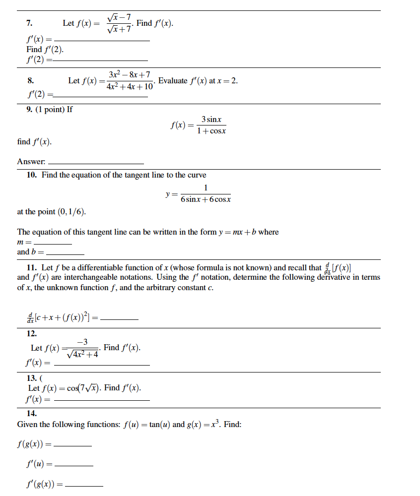 Solved For what values of x is the tangent line of the graph | Chegg.com