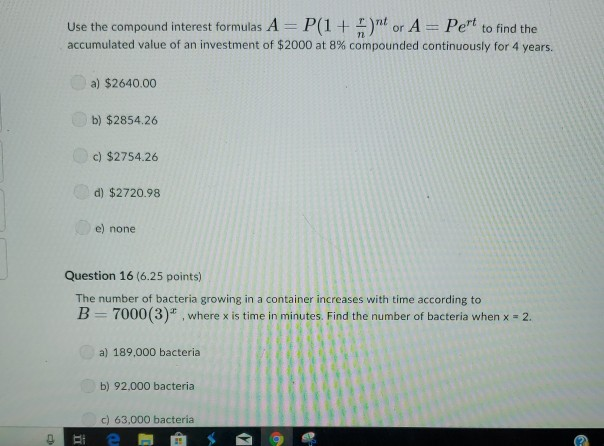 Solved Use the compound interest formulas A= P(1+ )"tor A = | Chegg.com