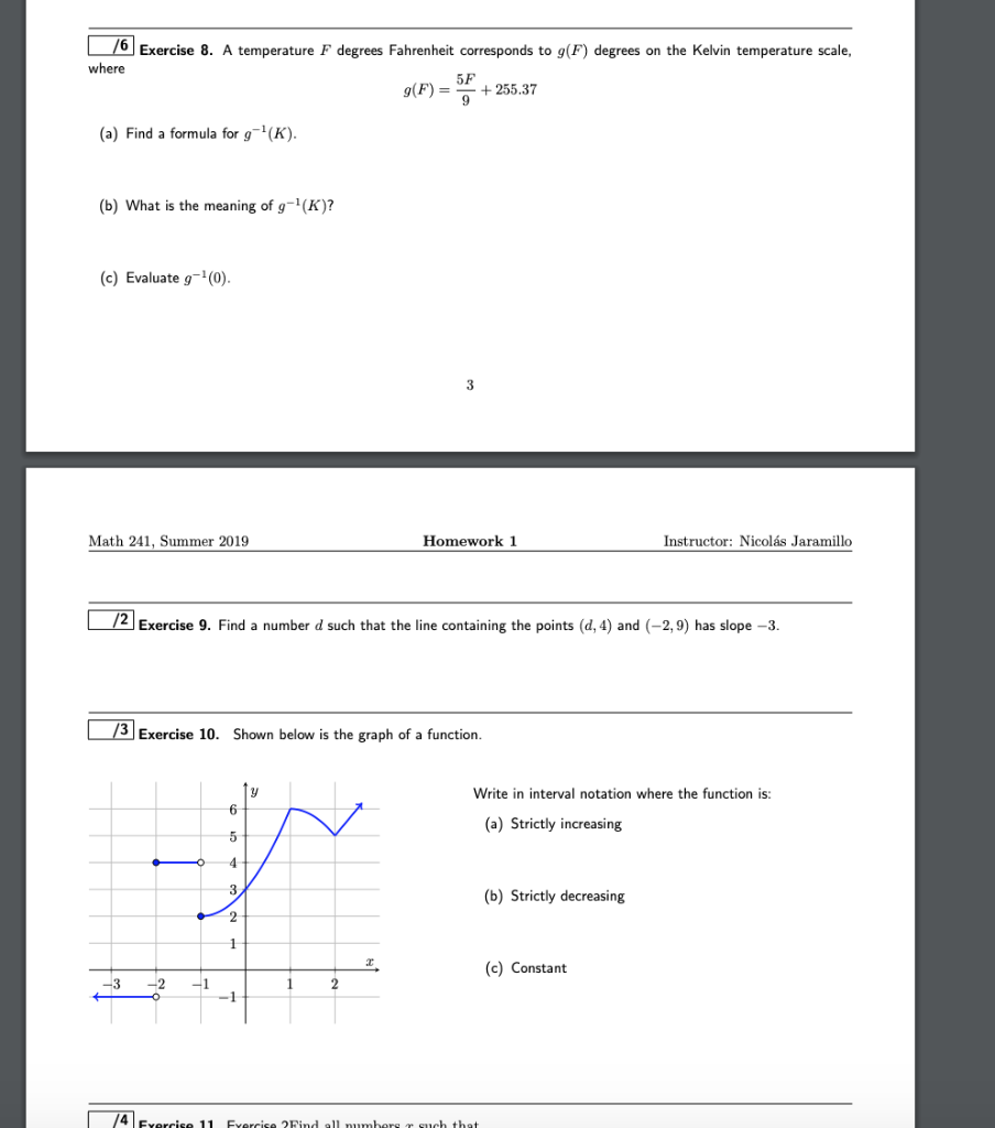 Solved 3 Exercise 1. Give an example of a function whose | Chegg.com
