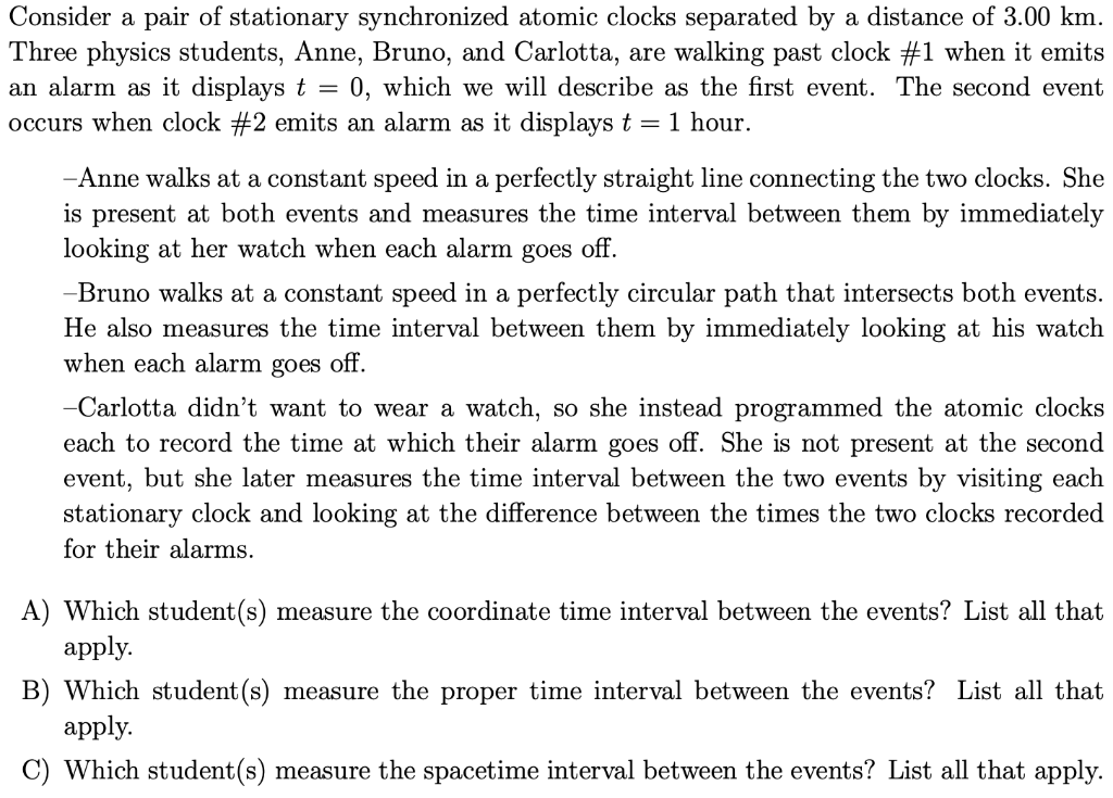 Solved Consider A Pair Of Stationary Synchronized Atomic