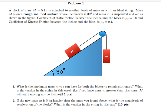 Solved Problem 1 A block of mass M = 5 kg is attached to | Chegg.com