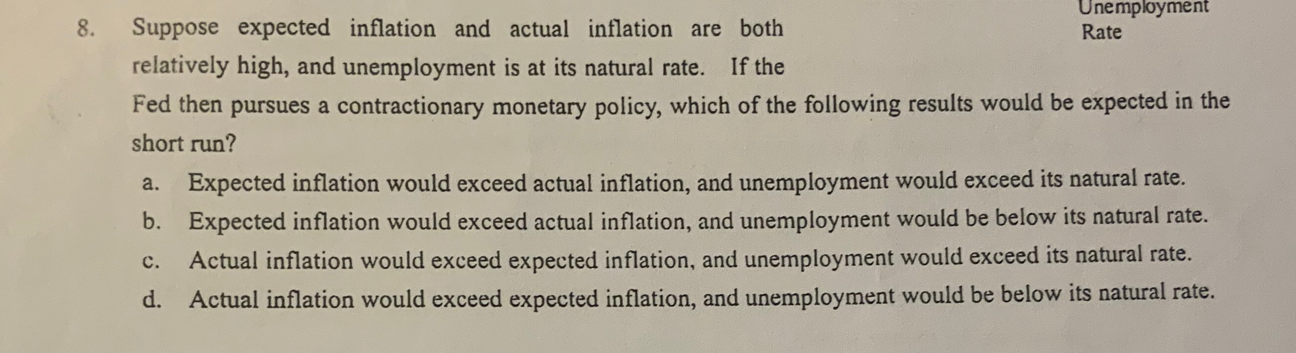 Solved Suppose expected inflation and actual inflation are | Chegg.com
