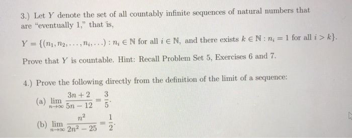Solved 3.) Let Y denote the set of all countably infinite | Chegg.com