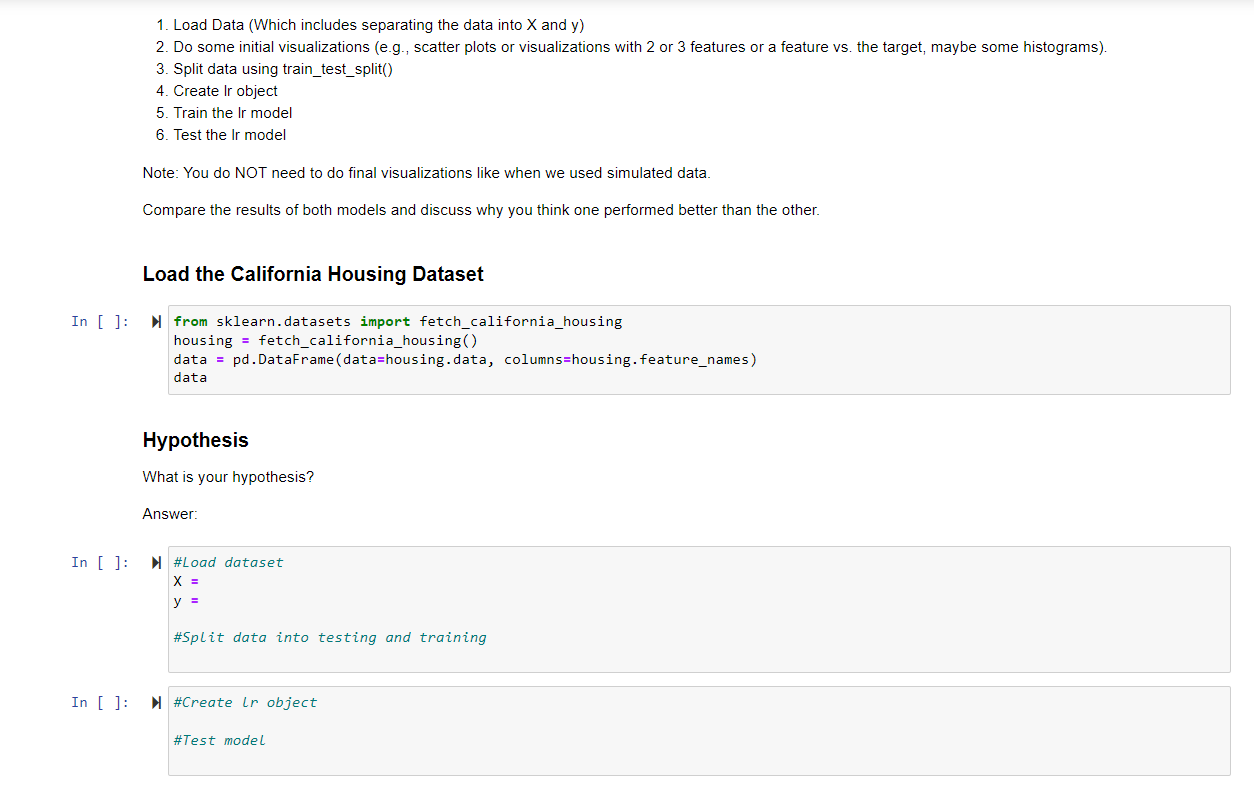 Solved 1. Load Data (Which includes separating the data into | Chegg.com
