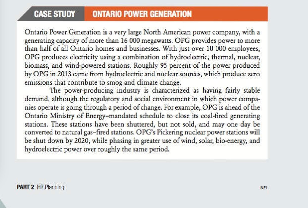 Solved CASE STUDY ONTARIO POWER GENERATION Ontario Power | Chegg.com