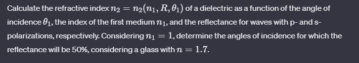 Solved Calculate the refractive index \Calculate the | Chegg.com