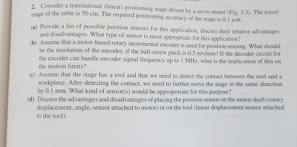 Consider a translational (linear) positioning stage | Chegg.com