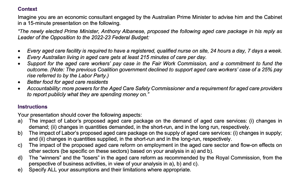 Solved Context Imagine you are an economic consultant | Chegg.com