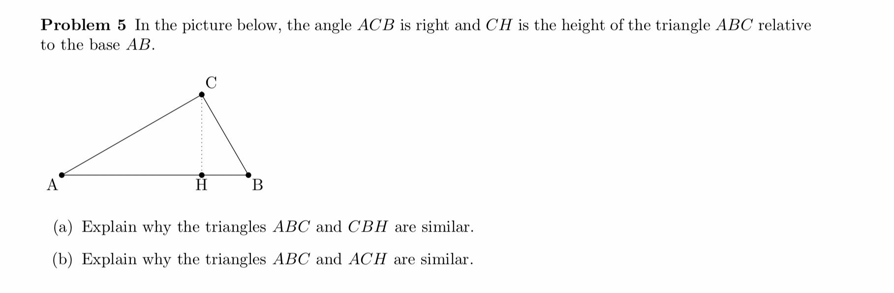 Solved Problem 5 In the picture below, the angle ACB is | Chegg.com