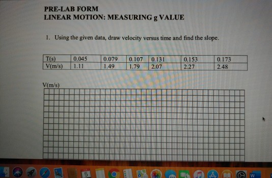Solved PRE-LAB FORM LINEAR MOTION: MEASURING & VALUE 1. | Chegg.com