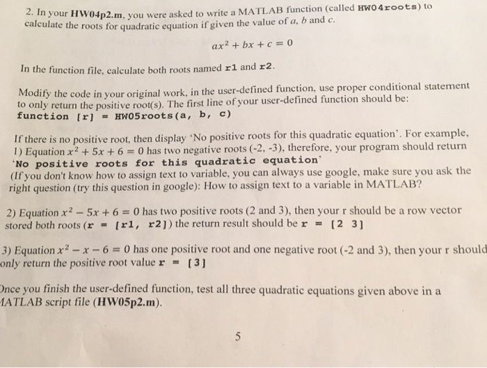 Solved HW04p2.m, you were asked to write a MATLAB function | Chegg.com