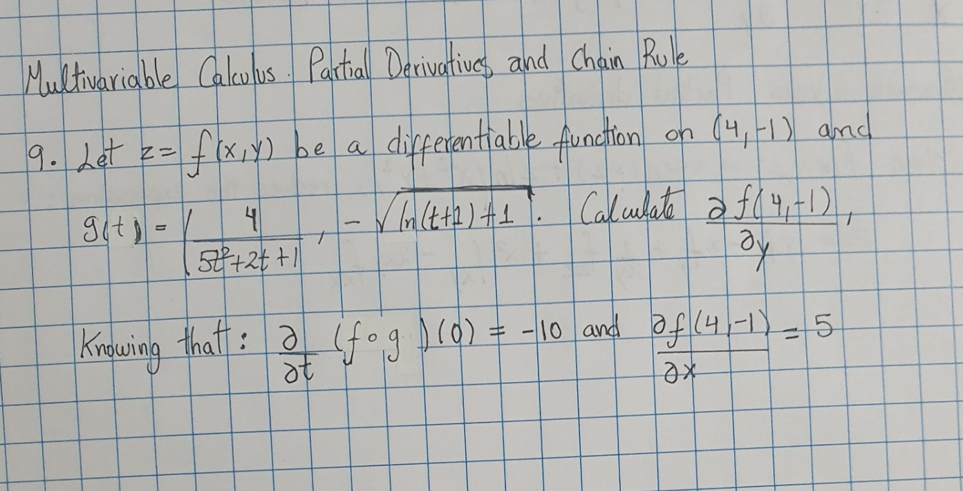 Solved Multivariable Calculus - Partial Derivatives and | Chegg.com