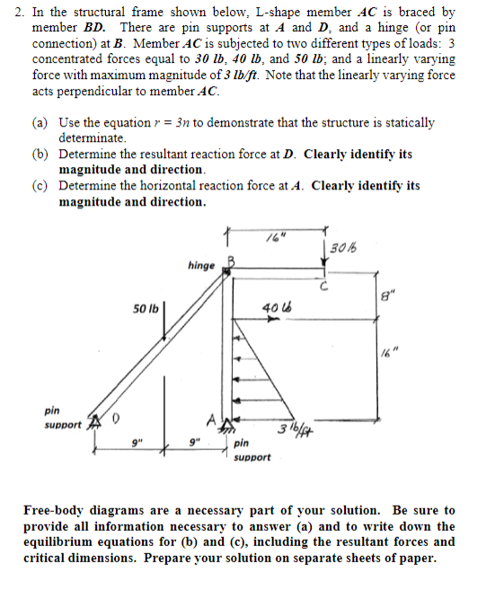 Solved 2. In the structural frame shown below, L-shape | Chegg.com