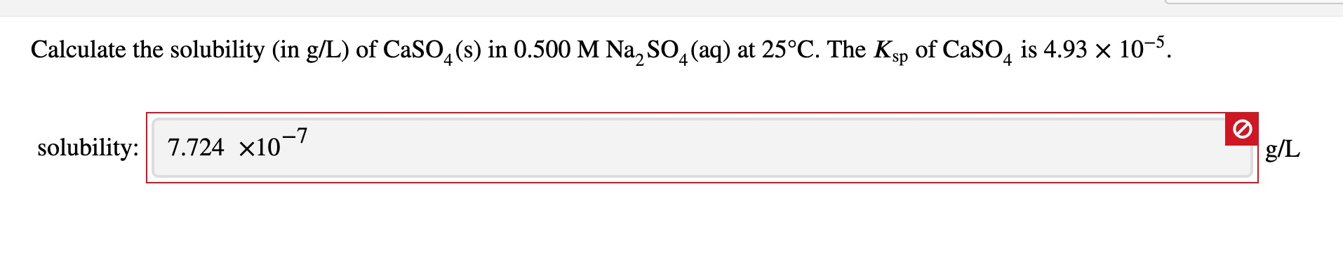 Solved Calculate the solubility (in g/L) of CaSO4(s) in | Chegg.com