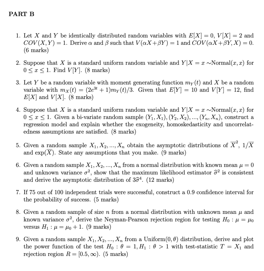Solved PART B 1. Let X and Y be identically distributed | Chegg.com