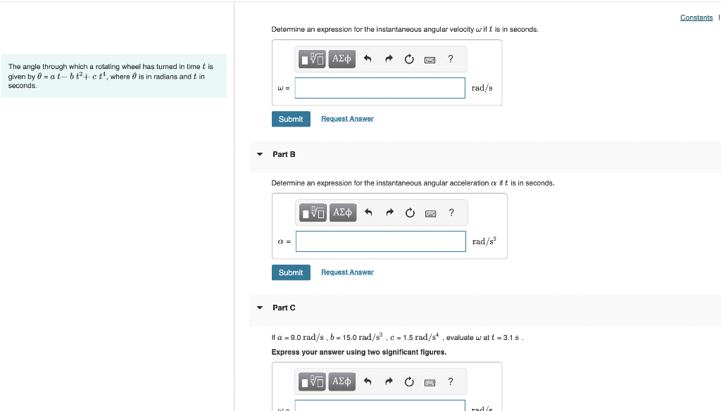 Solved Determine an expression for the instantaneous angular | Chegg.com