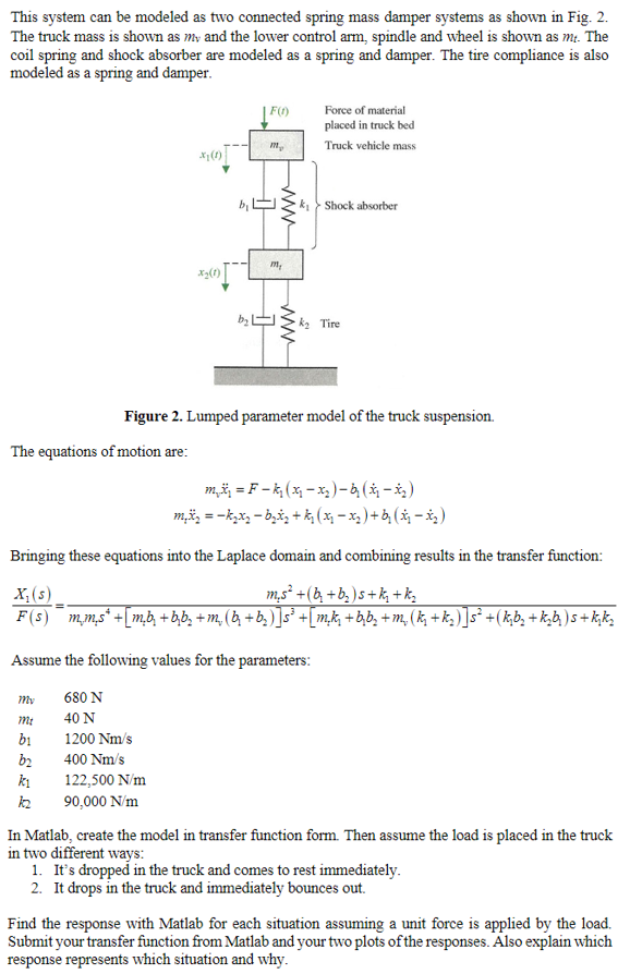 Solved This system can be modeled as two connected spring | Chegg.com