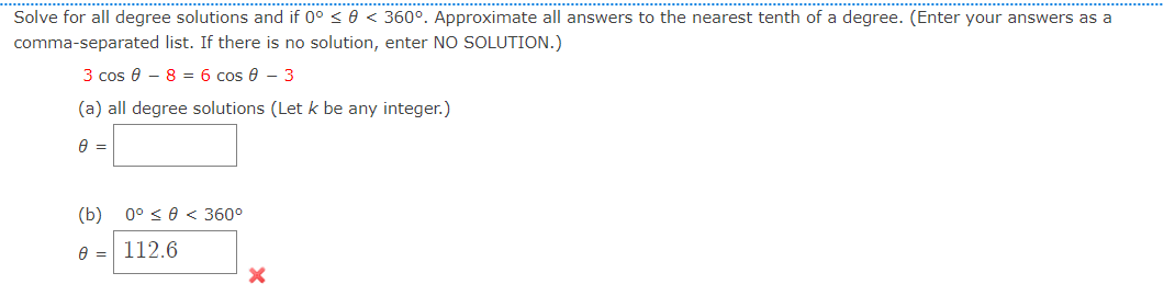 Solved Solve for all degree solutions and if 0°≤θ