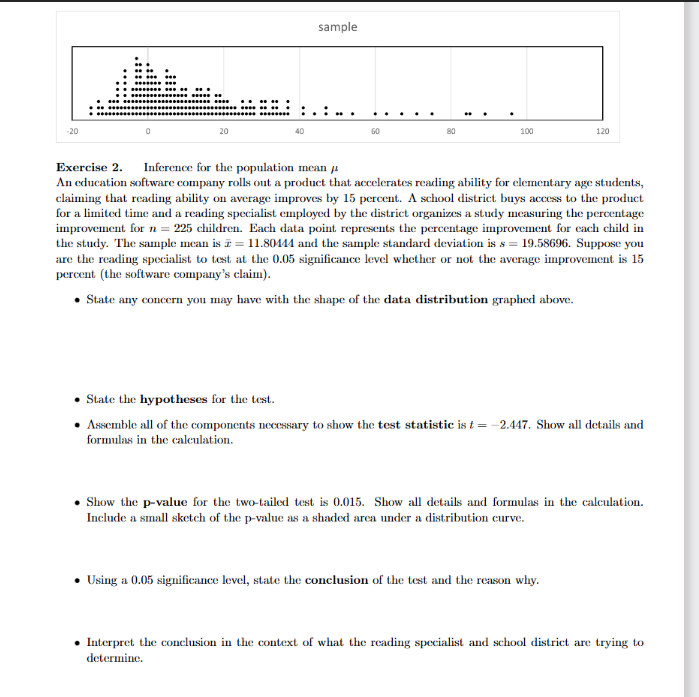 Solved Exercise 2. ﻿Inference for the population mean \( \mu | Chegg.com