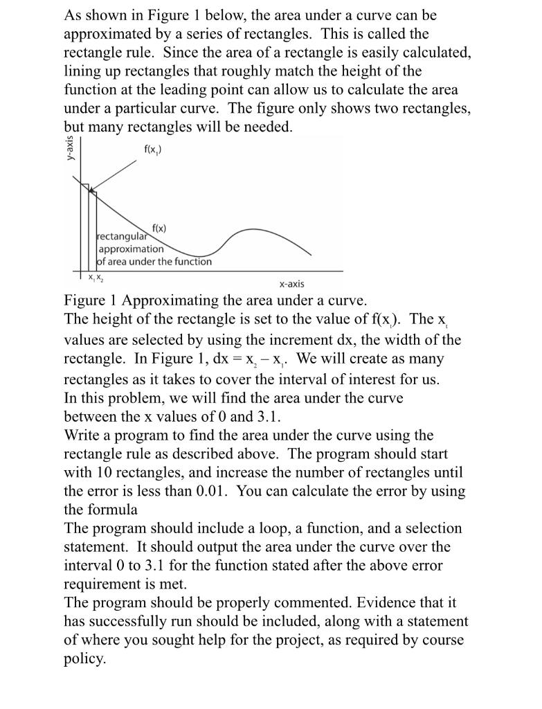 As shown in Figure 1 below, the area under a curve | Chegg.com