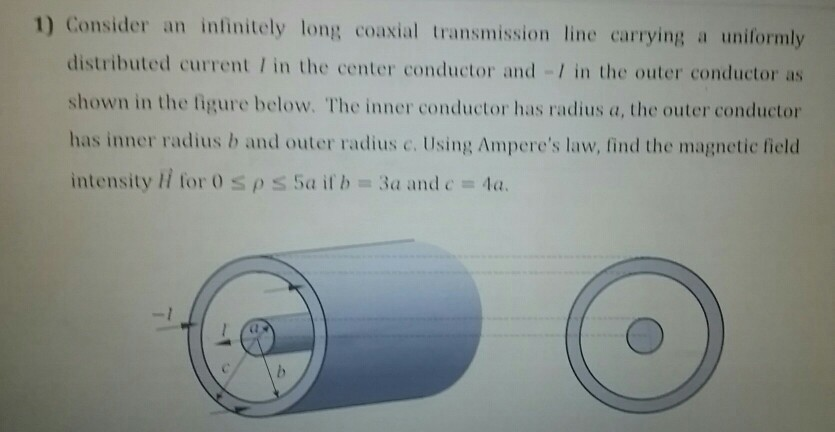 Solved 1) Consider an infinitely long coaxial transmission | Chegg.com