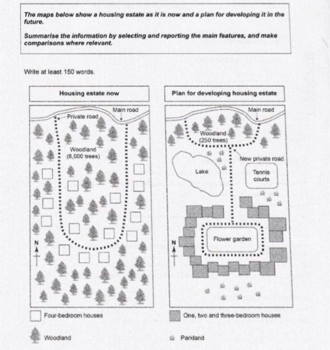 Solved The maps below show a housing estate as it is now and | Chegg.com