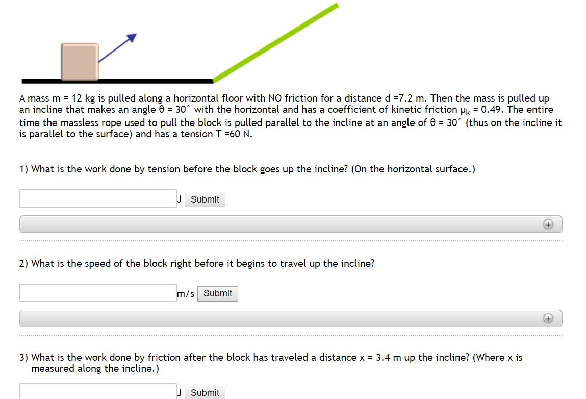 Solved A mass m = 12 kg is pulled along a horizontal floor | Chegg.com