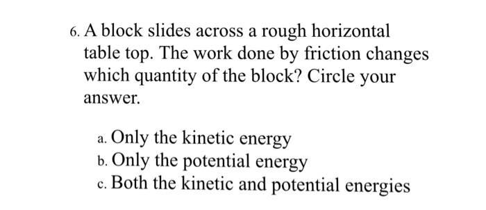 Solved A block slides across a rough horizontal table top. | Chegg.com