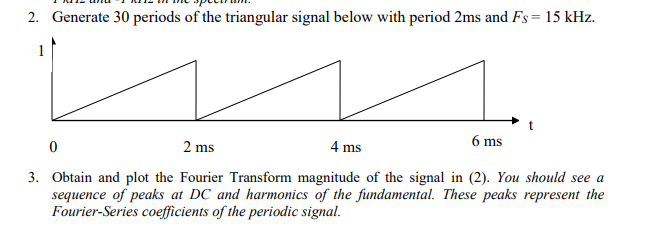 Solved 2. Generate 30 periods of the triangular signal below | Chegg.com