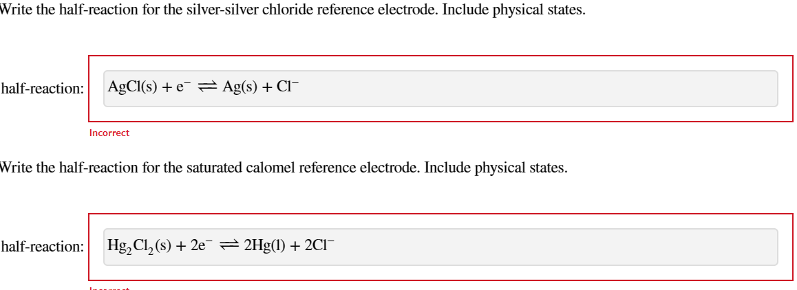 Solved Write the half-reaction for the silver-silver | Chegg.com