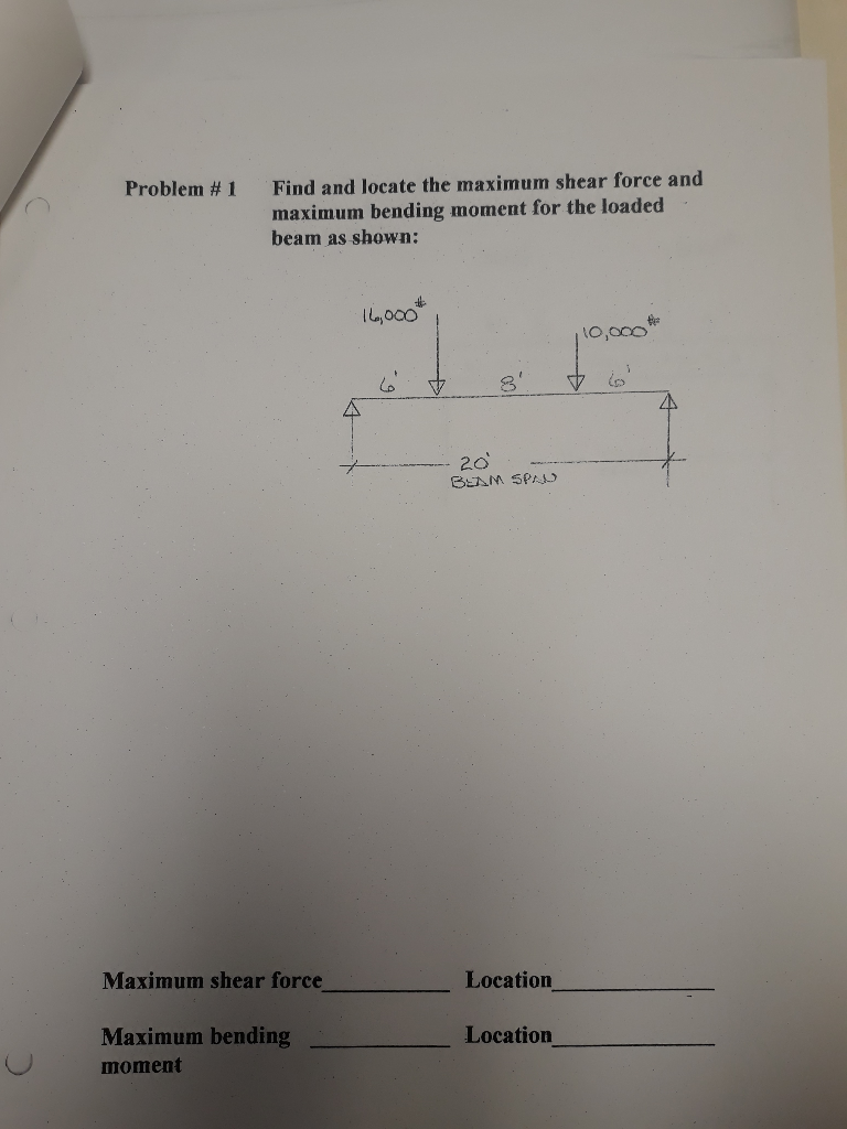 Solved Find and locate the maximum shear force and maximum | Chegg.com