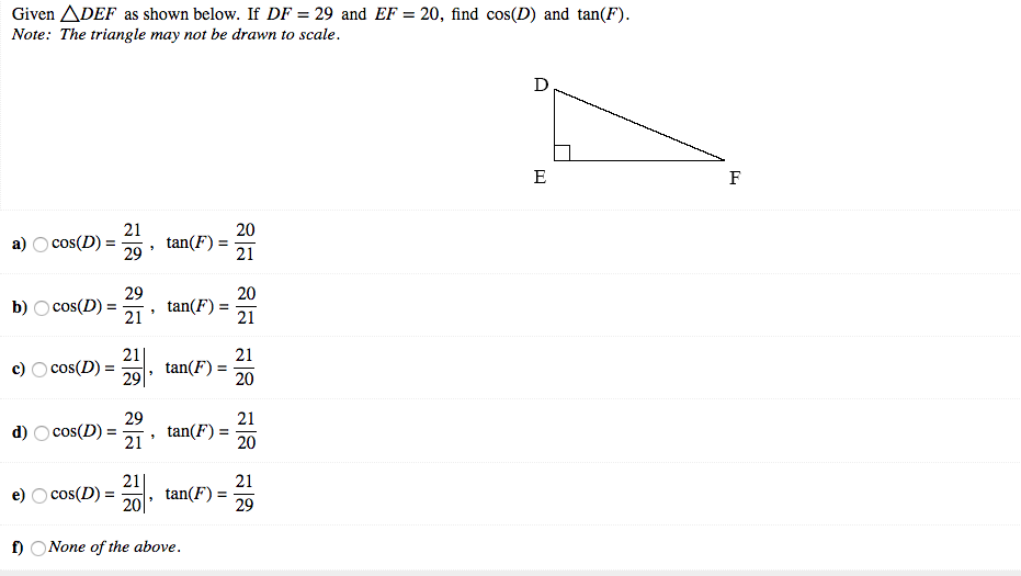 Solved Given Д.DEF as shown below. If DF 29 and EF Note: The | Chegg.com