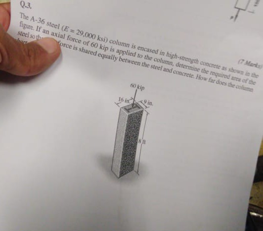 Solved he A-36 steel (E-29,000 ksi) column is encased in | Chegg.com