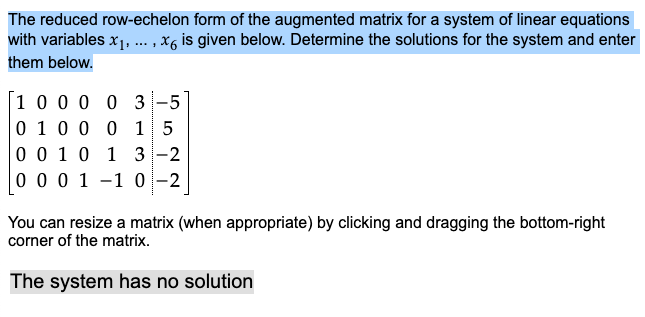 Solved The reduced row-echelon form of the augmented matrix | Chegg.com