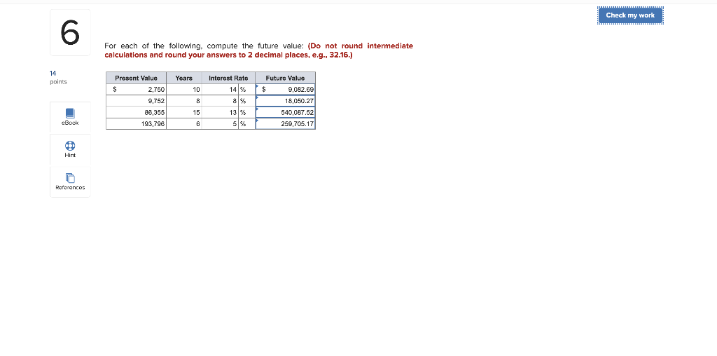 Solved Check my work 6 For each of the following, compute | Chegg.com