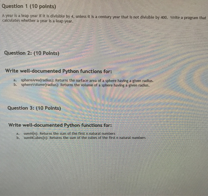 Solved Question 1 (10 points) A year is a leap year if it is | Chegg.com